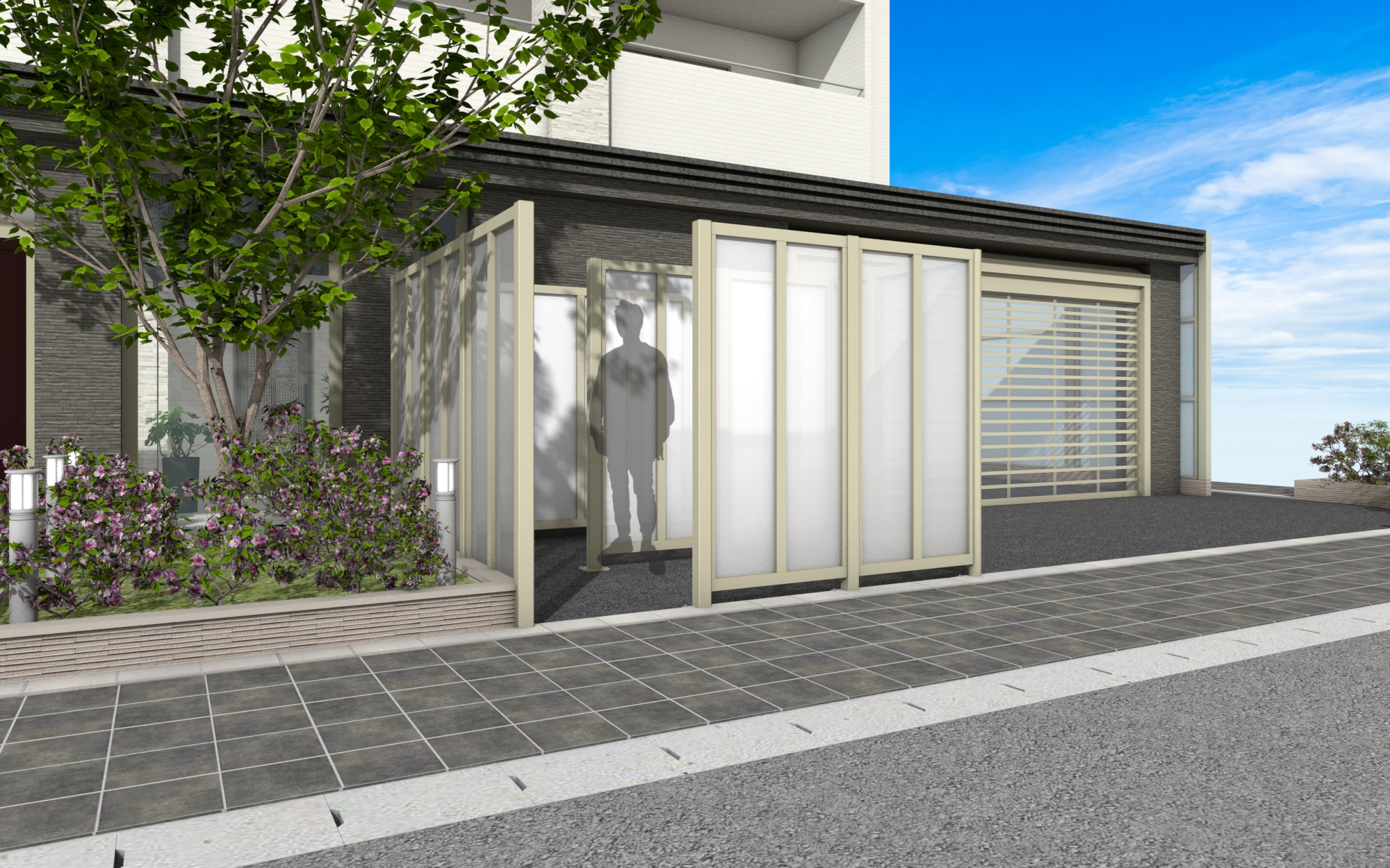 四国化成 喫煙スペース CACOI-カコイ- フェンスタイプ【プランB】 | エクステリア.comプラス - カーポート/フェンス/物置などの ...